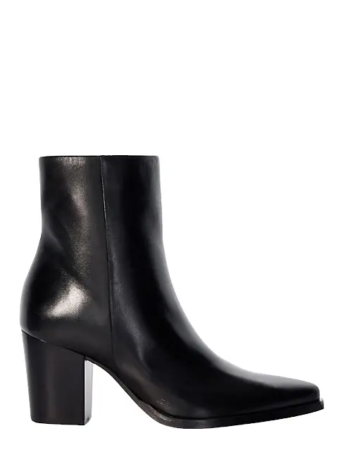 DUNE Paxten Pointed-toe Leather Ankle Boots - Black Leather