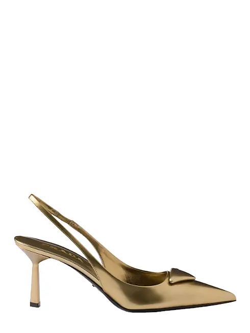 Prada Metallic Leather Slingback Courts - Gold/silver