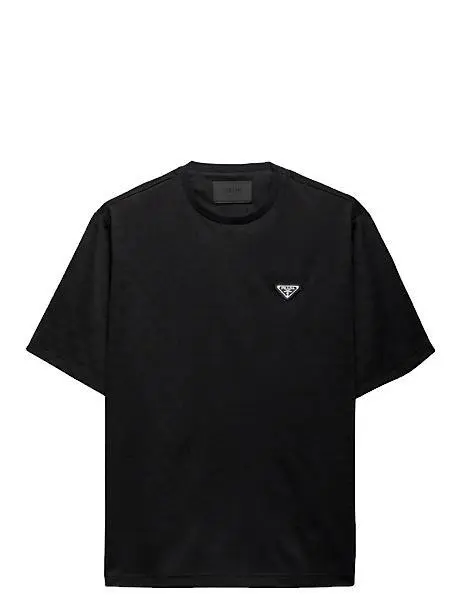 Prada Brand-plaque Oversized-fit Polyester T-shirt - Black