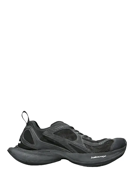 Balenciaga Circuit Runner Mesh And Faux-leather Low-top Trainers - Black