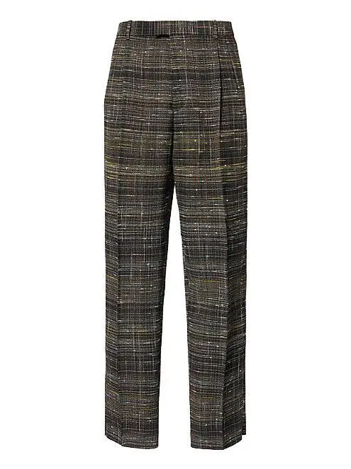 Bottega Veneta Pleated Relaxed-fit Woven-blend Trousers - Fondant Multicolour