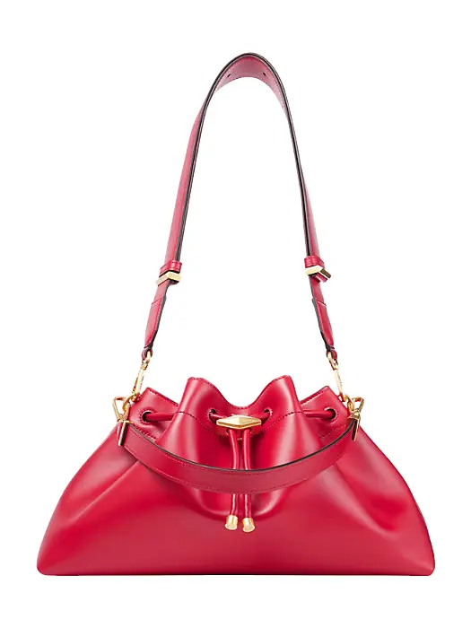 JIMMY CHOO Leather Shoulder Bag - Ruby Red/gold