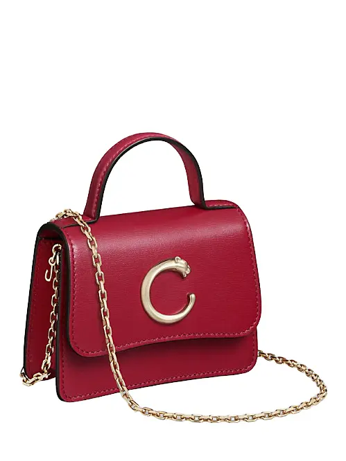 CARTIER Panthère De Micro Leather Cross-body Bag - Cherry Red