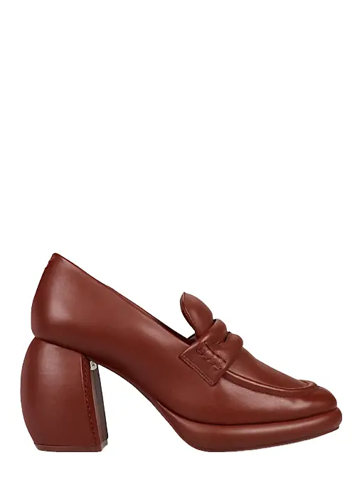 MARTINE ROSE X CLARKS Leather Heeled Loafers - Ox-blood Leather