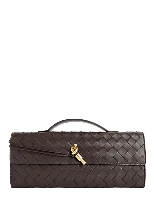 Bottega Veneta Andiamo Leather Clutch - Fondant-m Brass