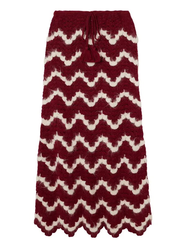 Escvdo Safi Crocheted Alpaca Midi Skirt - Burgundy