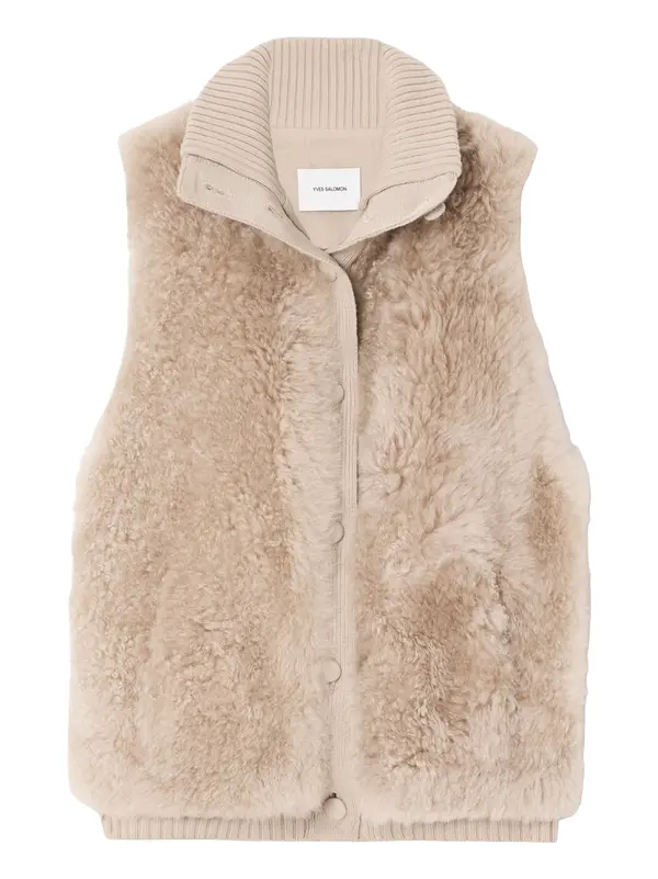 YVES SALOMON Wool-trimmed Shearling Waistcoat - Neutrals