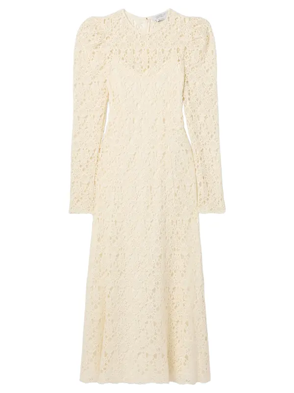 Gabriela Hearst Lana Cashmere Lace Maxi Dress - Ivory