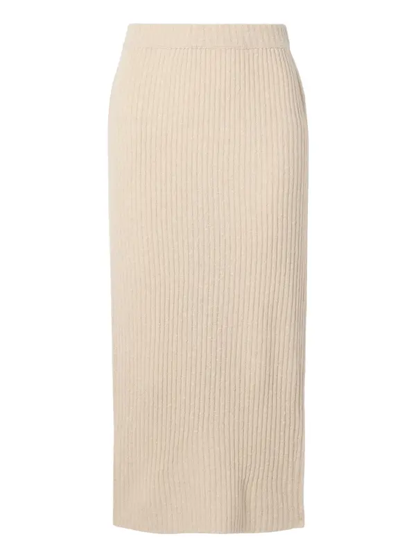 Co Ribbed Wool-blend Midi Skirt - Ivory