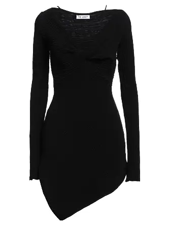 Attico Mini Knit Asymmetric Dress - Black
