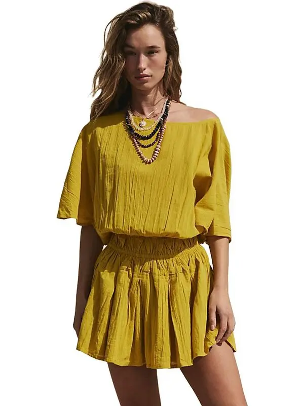 Free People Sutton Mini Dress - Yellow Jasmine