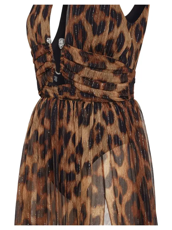 Philipp Plein Leopard-print Long Dress - Neutrals