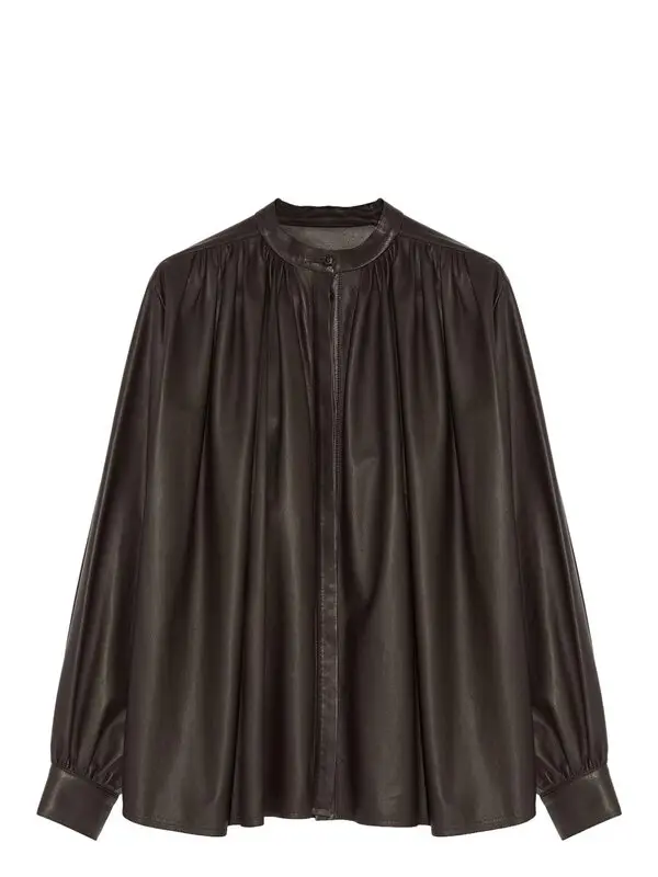 YVES SALOMON Pleated Shirt - Brown