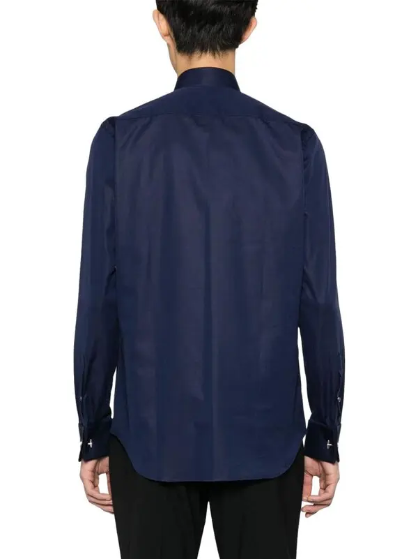 Canali Pleat Detailing Cotton Shirt - Blue