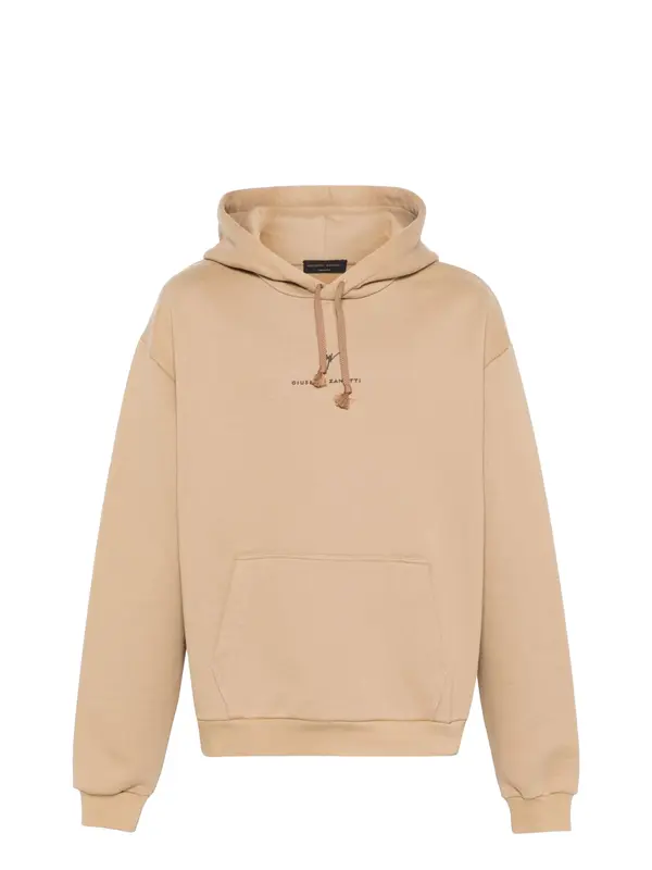GIUSEPPE ZANOTTI Embroidered Logo Hoodie - Brown