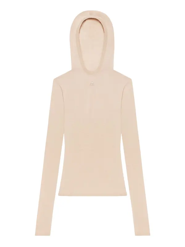 COURREGES Hooded Knitted Top - Neutrals