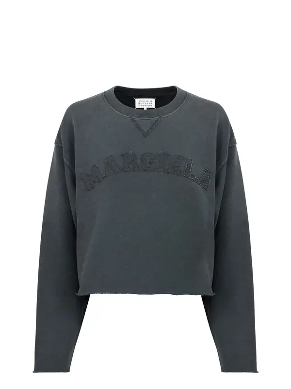 MAISON MARGIELA Logo-appliqué Cotton Sweatshirt - Grey
