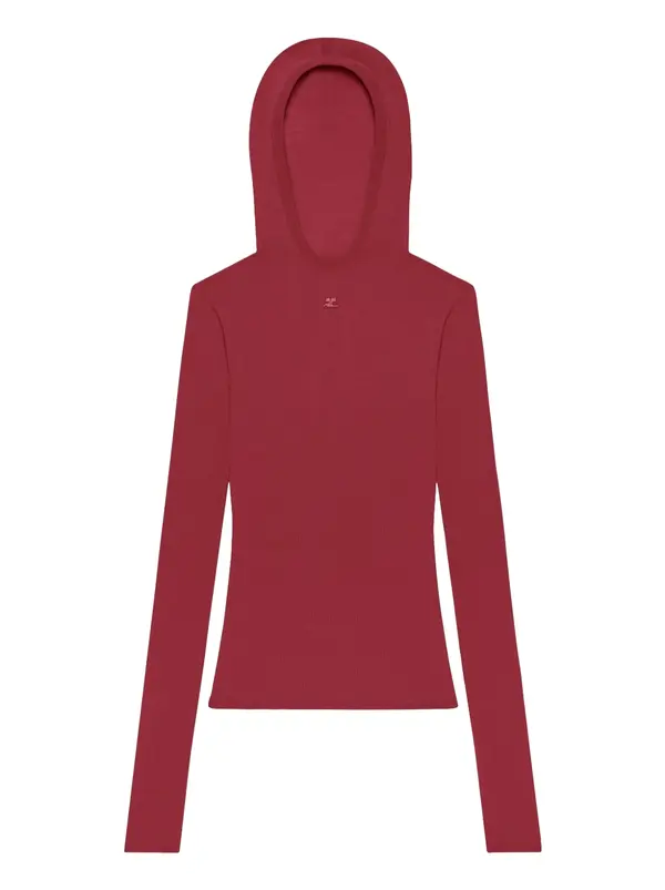 COURREGES Hooded Knitted Top - Red