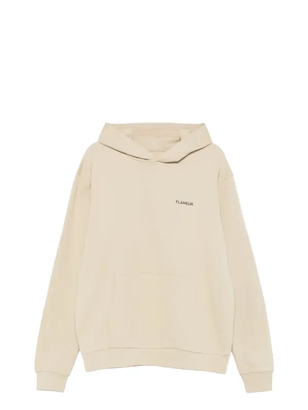 FLANEUR Rubberised-logo Hoodie - Neutrals