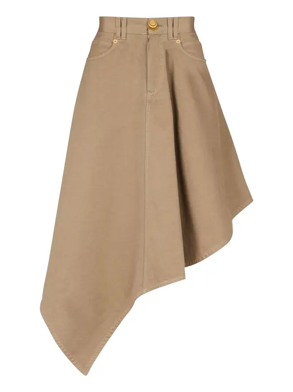 Balmain Asymmetrical Pleated Skirt - Neutrals