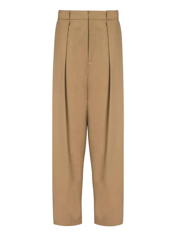 Balmain Pleated Cotton Trousers - Neutrals