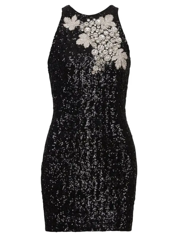 Balmain Grape-embellished Sequin Mini Dress - Black