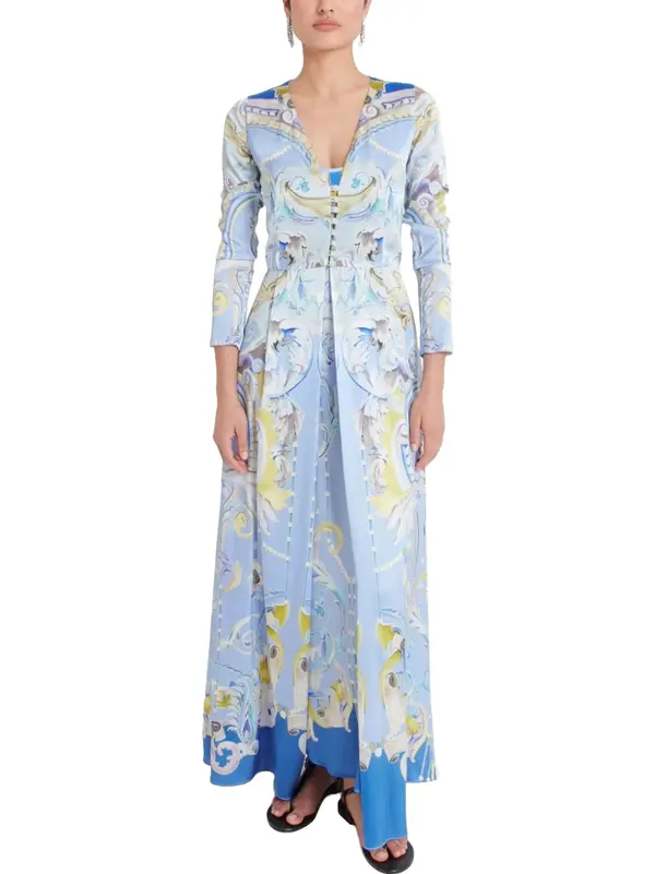 TEMPERLEY LONDON Carline Print Long Coat - Blue