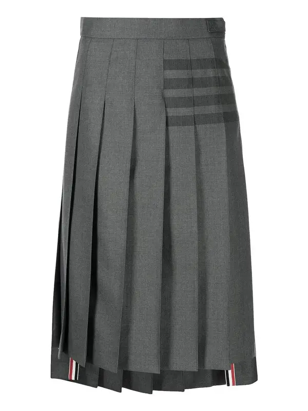 Thom Browne 4-bar Stripe Pleated Skirt - Grey