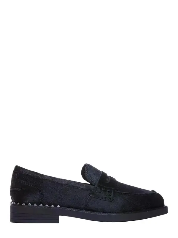 Ash Winona Calf Hair Loafers - Black