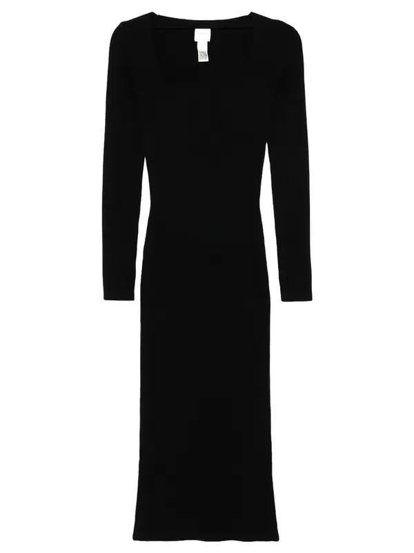 Patou Corset Ribbed Maxi Dress - Black