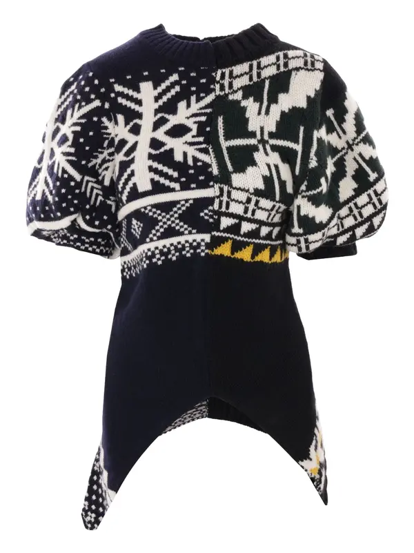Sacai Patchwork Knit Sweater - Black