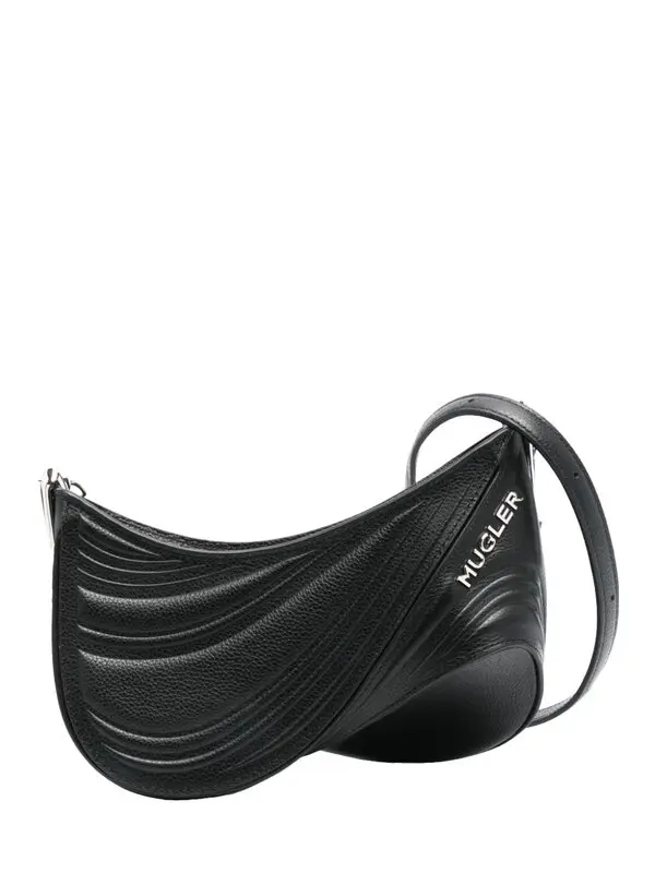 MUGLER Debossed Shoulder Bag - Black