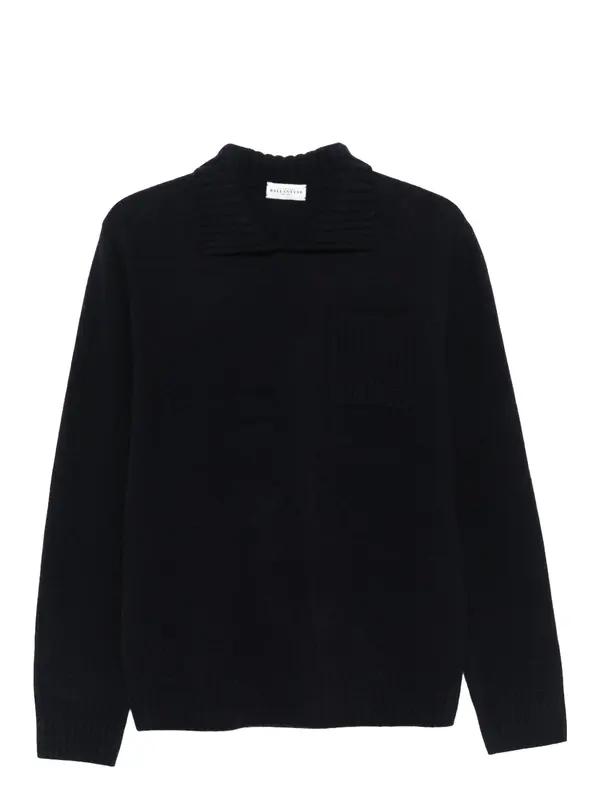 BALLANTYNE Spread-collar Wool Sweater - Blue