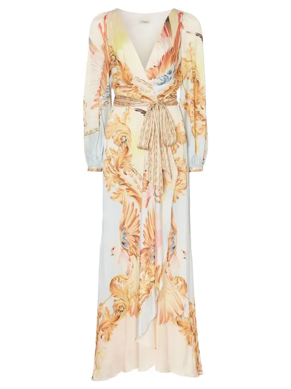 TEMPERLEY LONDON Graphic-print Wrap Maxi Dress - Neutrals
