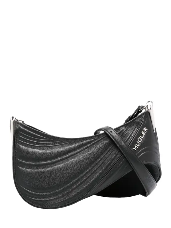 MUGLER Debossed Shoulder Bag - Black