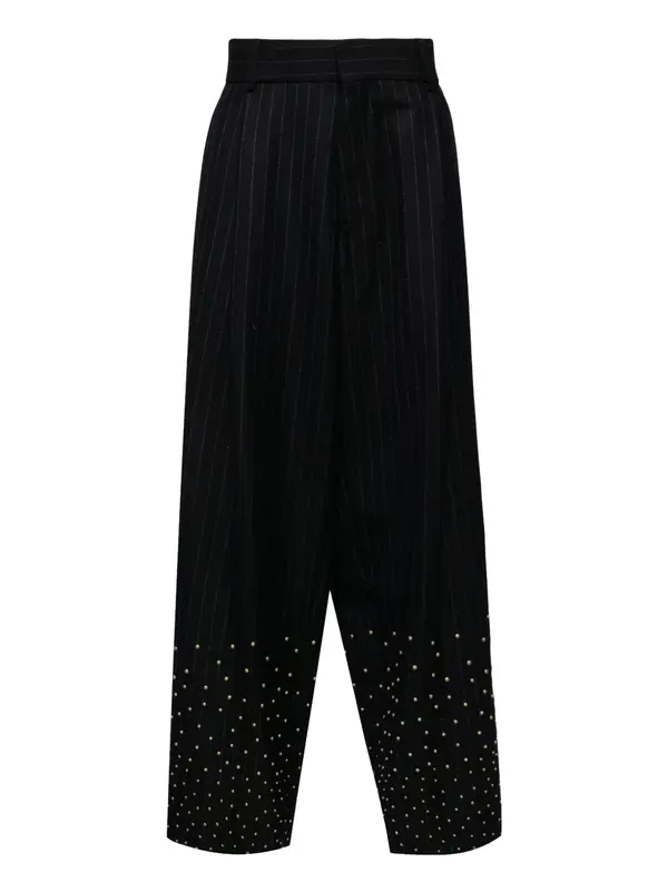 Kolor Stud-embellished Wool Trousers - Blue