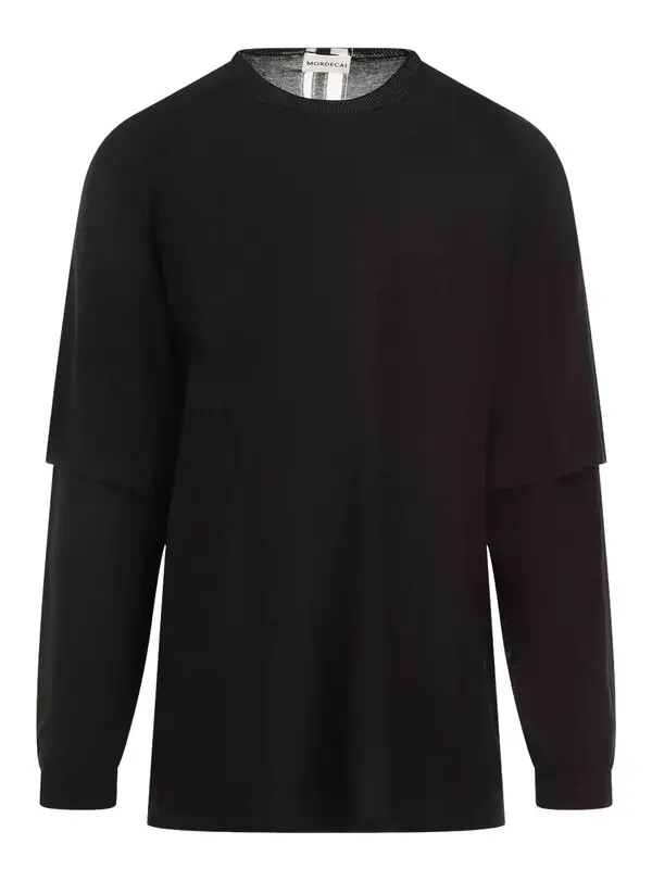 MORDECAI Double Layered Fine Knit Sweater - Black