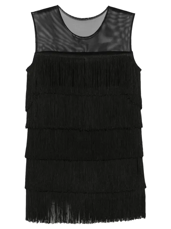 Norma Kamali Fringed Mini Dress - Black