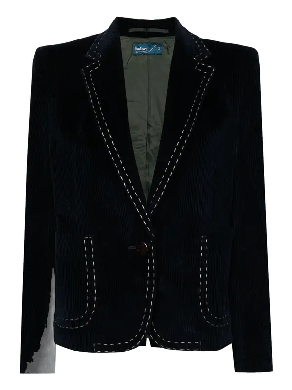 Kolor Stitch-detail Corduroy Blazer - Blue