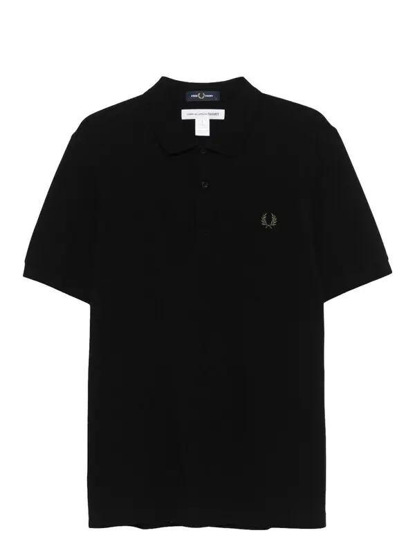 Comme Des Garçons X Fred Perry Slogan-print Polo Shirt - Black