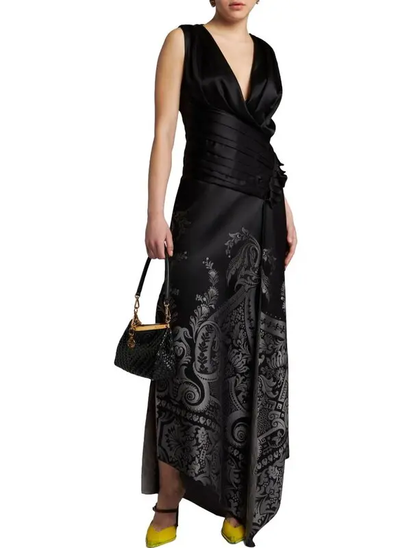 Etro Jacquard Silk Maxi Dress - Black