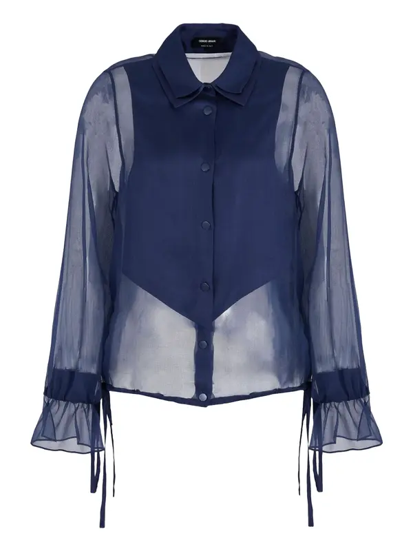 Giorgio Armani Semi-sheer Silk Top - Blue
