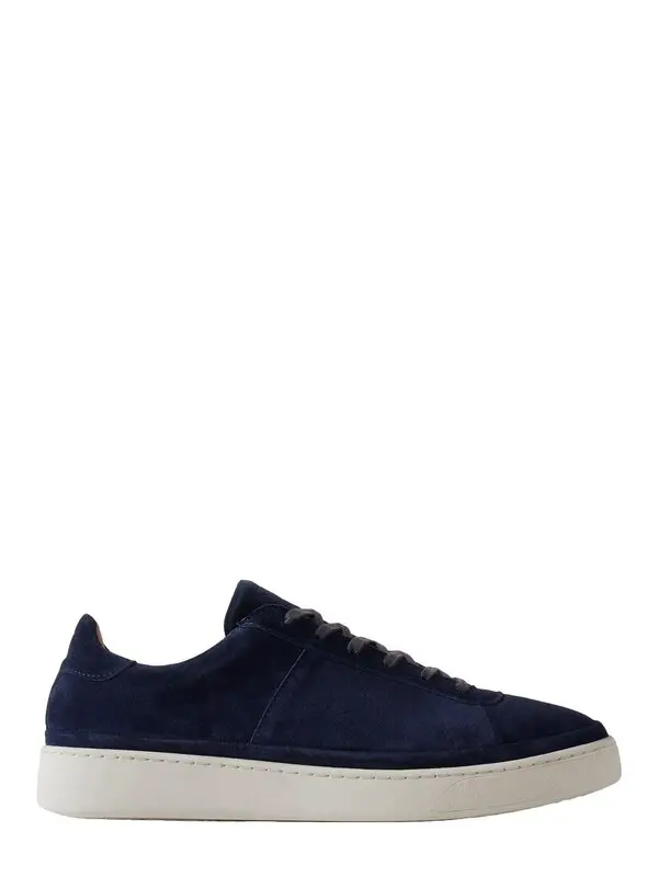 Mulo Waxed-suede Sneakers - Blue