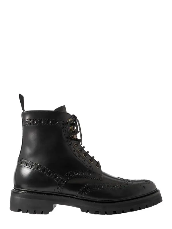 Grenson Fred Leather Brogue Boots - Black