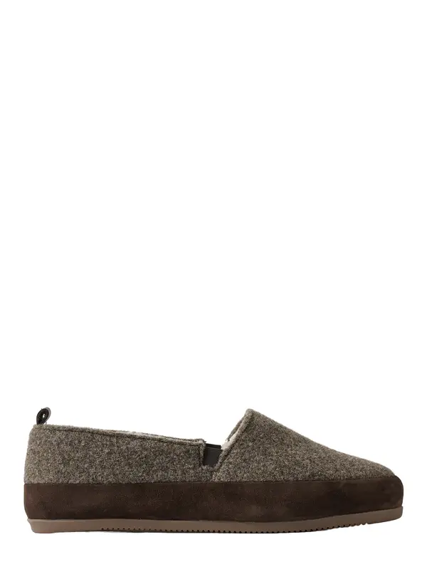 Mulo Shearling-lined Wool Loafers - Brown