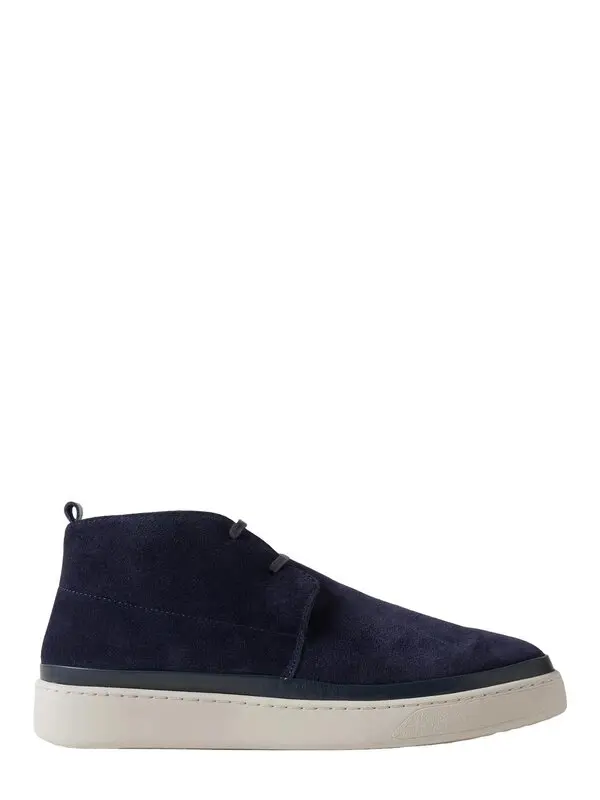 Mulo Leather-trimmed Waxed-suede Chukka Boots - Blue