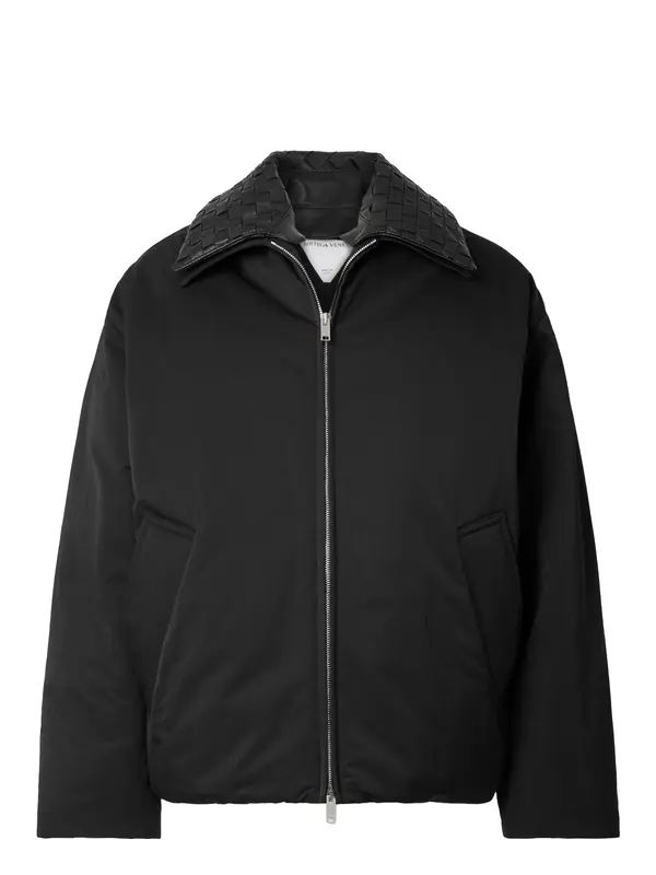 Bottega Veneta Intrecciato Leather-trimmed Down Jacket - Black