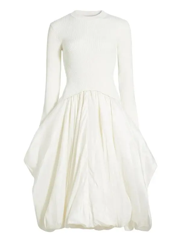 Simkhai Kenlie Mixed-media Bubble Skirt Midi-dress - Ivory