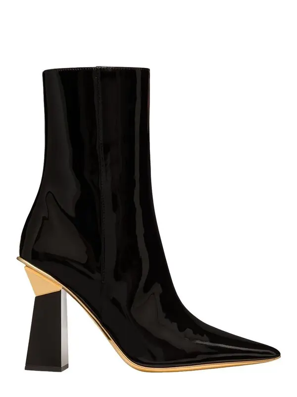 Valentino Garavani Hyper One Stud 105mm Ankle Boots In Patent Leather - Black