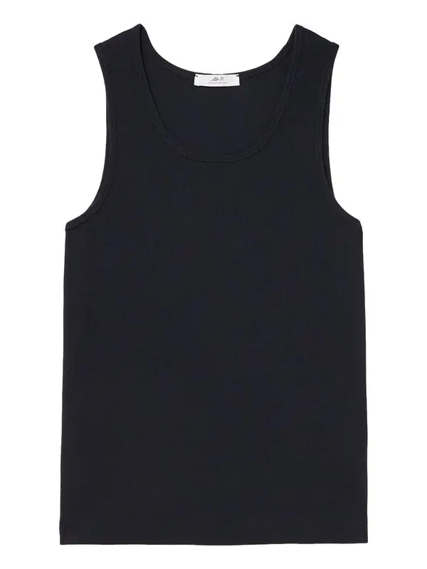 Mr P. Ribbed Stretch-organic Cotton-jersey Tank Top - Black